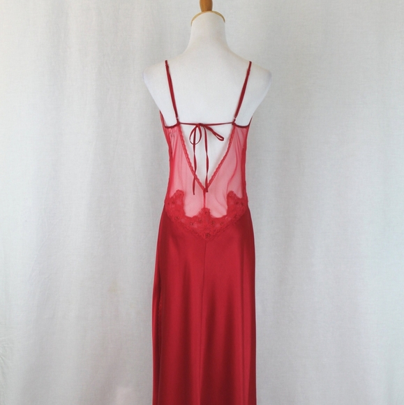 Victoria's Secret | Dresses | Vintage Victorias Secret Sequined Red Satin Nightgown Negligee ...